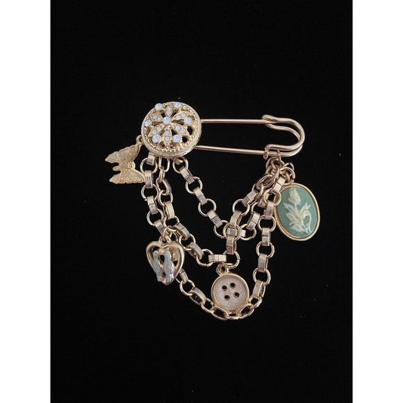 Unbranded | Jewelry | Vintage Style Safety Pin Brooch Gold Tone Rose ...